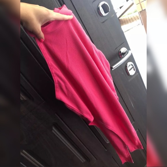 Tops | Neon Pink High Cut Bodysuit | Poshmark